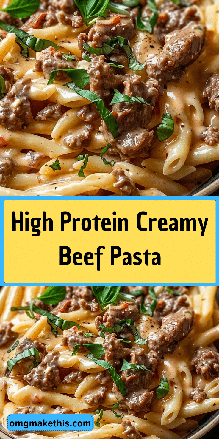 High Protein Creamy Beef Pasta | Omg Make This