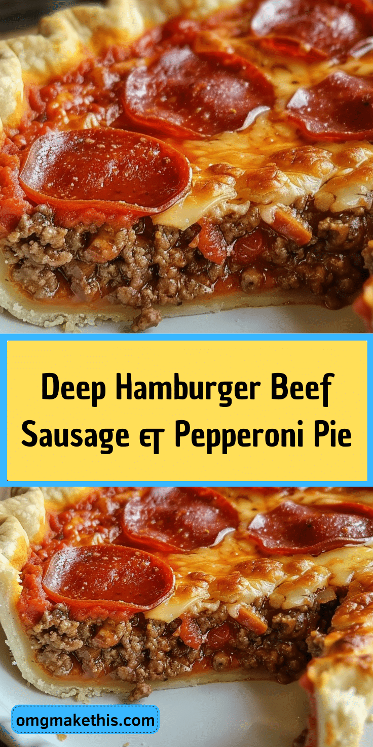 Deep Hamburger Beef Sausage & Pepperoni Pie | Omg Make This